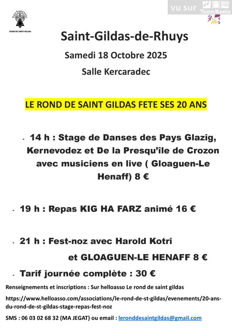 Stage à Saint-Gildas-de-Rhuys le 18/10/2025 - Tamm-Kreiz